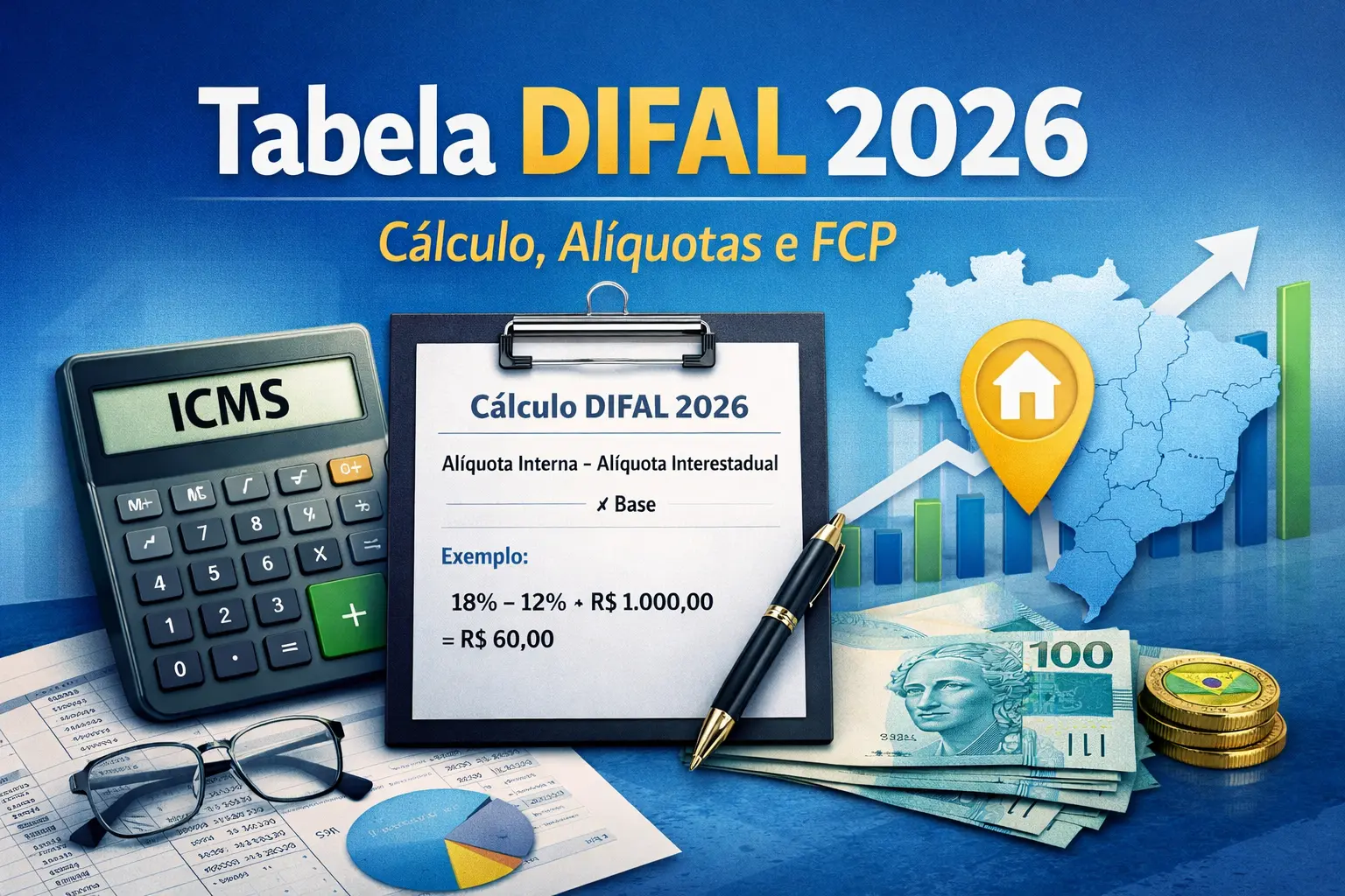 Tabela DIFAL 2026 Atualizada: Alíquotas de Todos os 27 Estados.